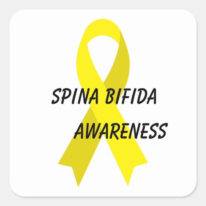 Spina Bifida Yellow Awareness Ribbon by Janz Square Sticker | Zazzle.com