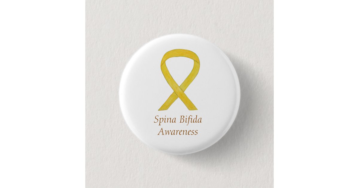 Spina Bifida Yellow Awareness Ribbon Pins | Zazzle