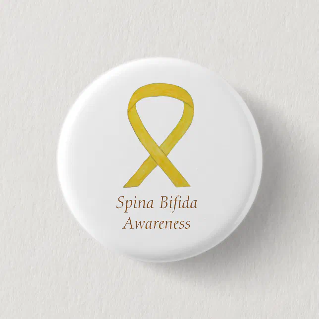 Spina Bifida Yellow Awareness Ribbon Pins | Zazzle
