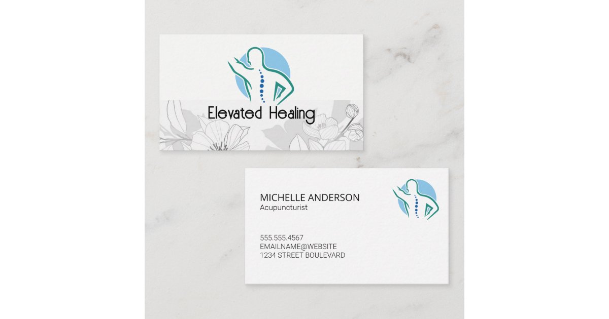 Spine Back Logo | Acupuncture Business Card | Zazzle