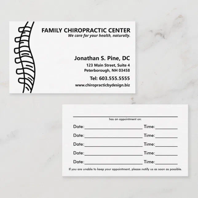 Spine Chiropractor Multiple Appointment Cards | Zazzle