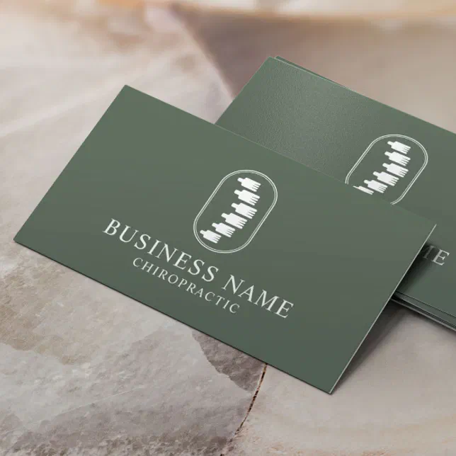 Spine Logo Chiropractor Chiropractic Sage Green Business Card | Zazzle