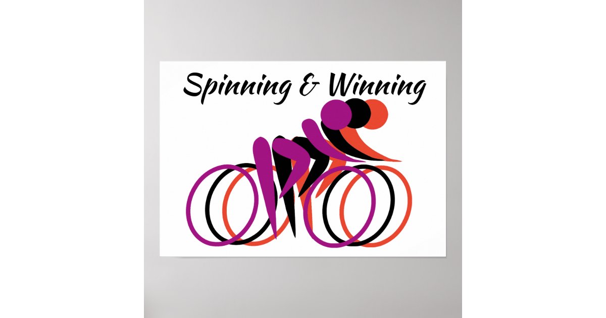 Spinning & Winning Bicyclists Poster Purple Black | Zazzle