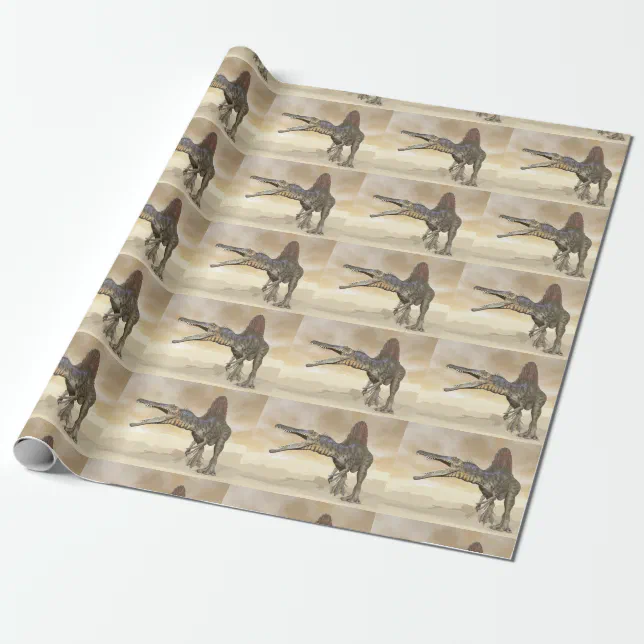 Spinosaurus dinosaur in the desert - 3D render Wrapping Paper | Zazzle