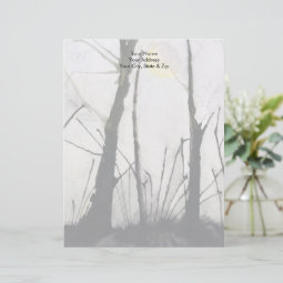 Spiny Trees & Full Moon Letterhead | Zazzle