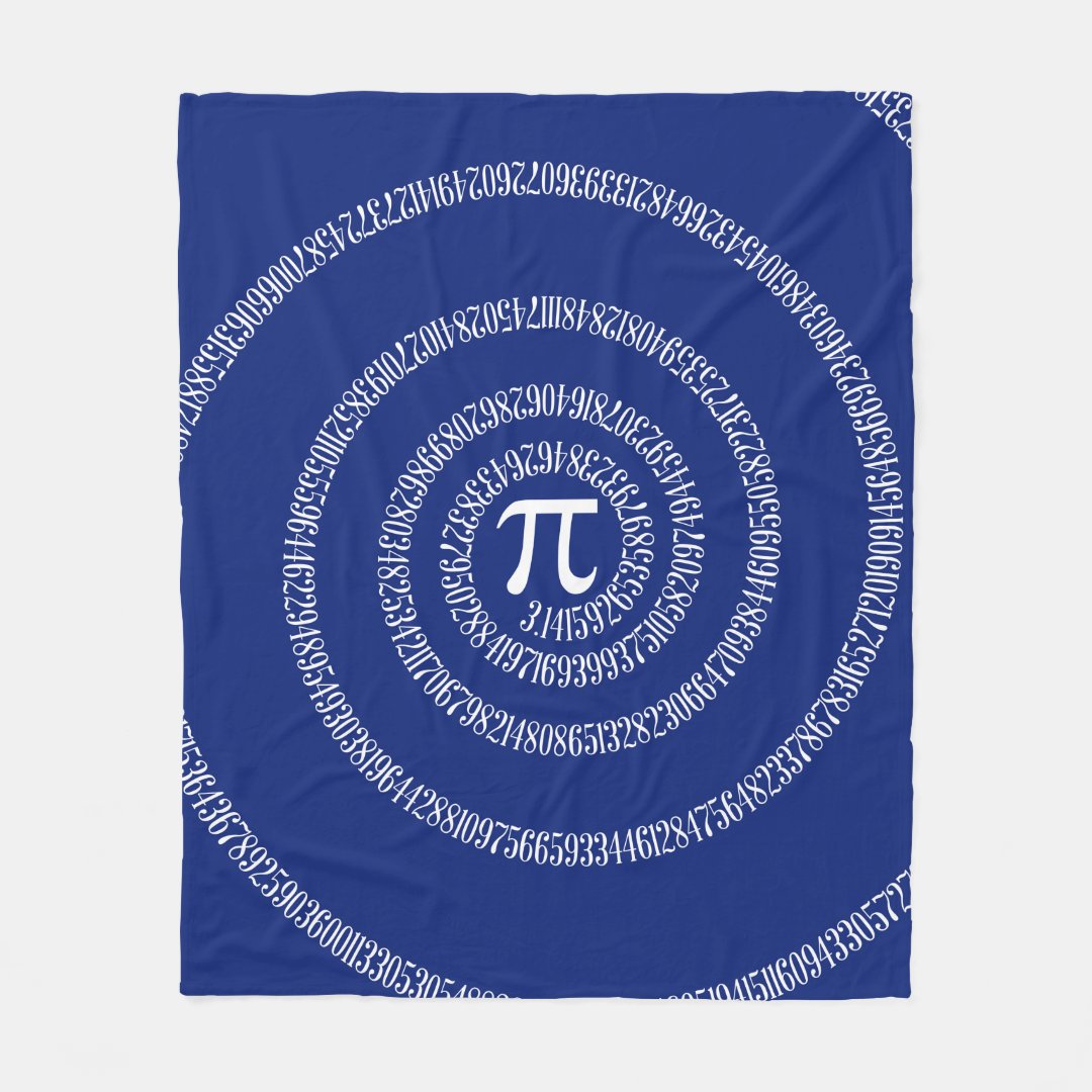 Spiral for Pi Numbers on Navy Blue Decor Fleece Blanket | Zazzle