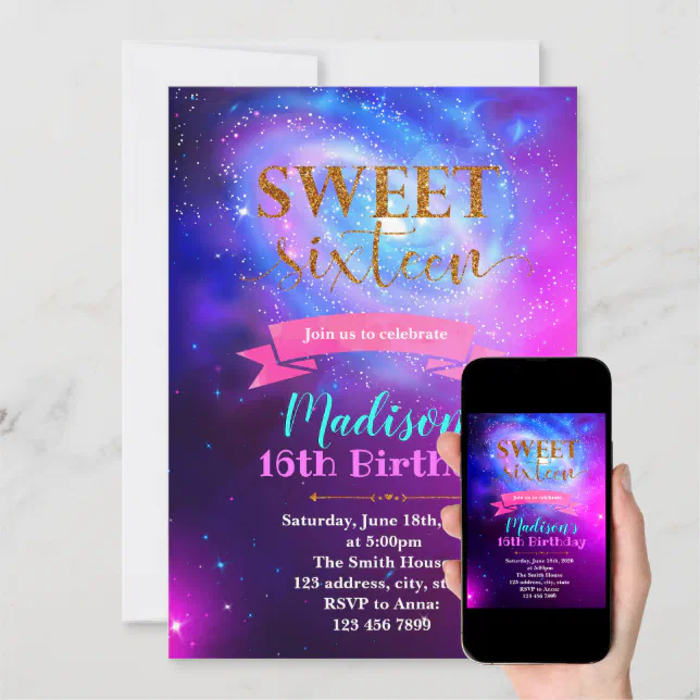 Spiral galaxy party theme invitation | Zazzle