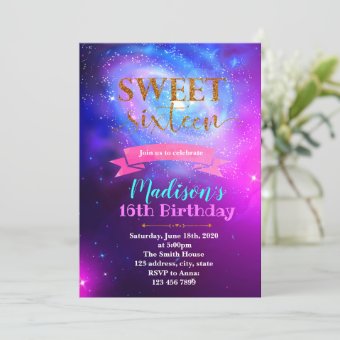 Spiral galaxy party theme invitation | Zazzle