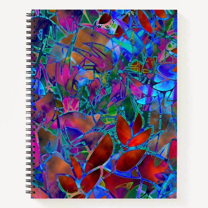 Spiral Notebook Floral Abstract Stained Glass | Zazzle.com
