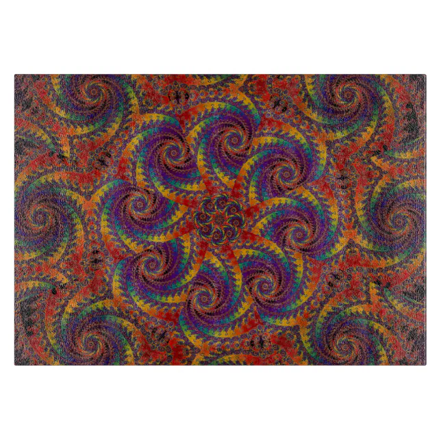 Spiral Octopus Psychedelic Rainbow Fractal Art Cutting Board | Zazzle