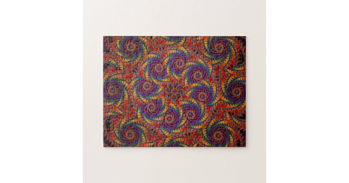 Spiral Octopus Psychedelic Rainbow Fractal Art Jigsaw Puzzle | Zazzle