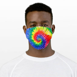 Spiral Rainbow Tie Dye Pattern Adult Cloth Face Mask | Zazzle