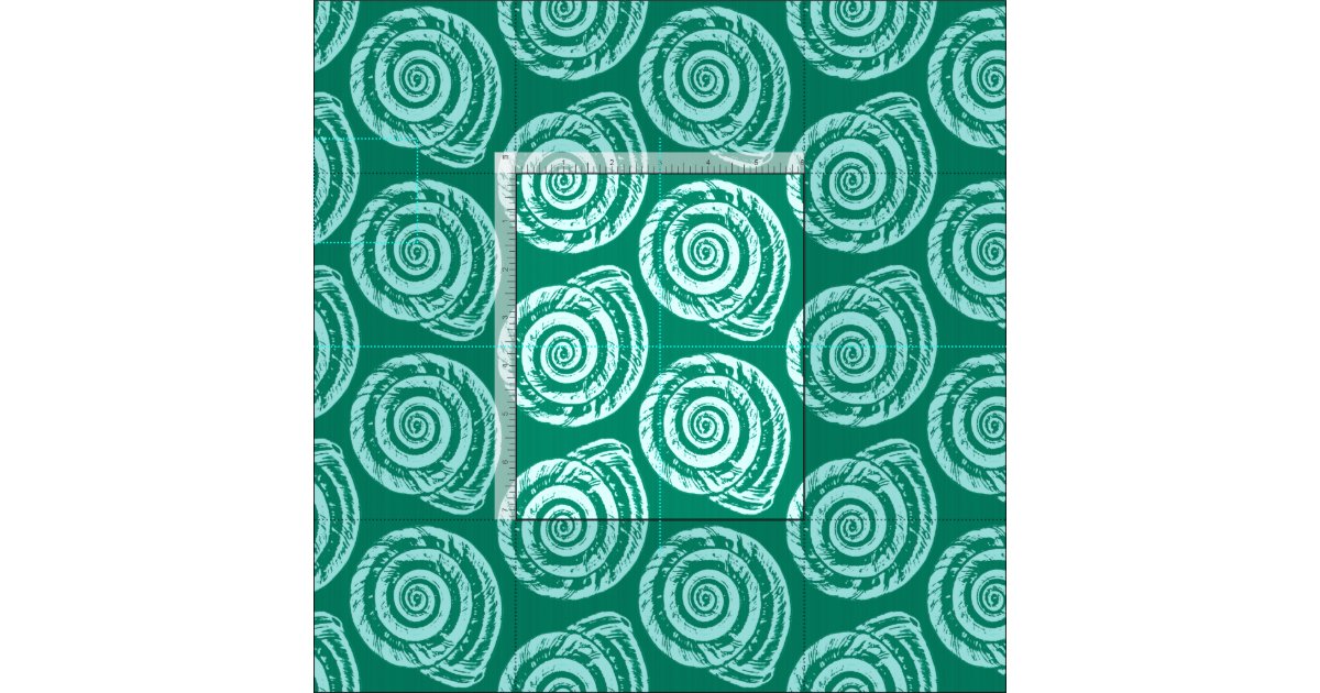 Spiral Seashell Block Print, Turquoise and Aqua Fabric | Zazzle