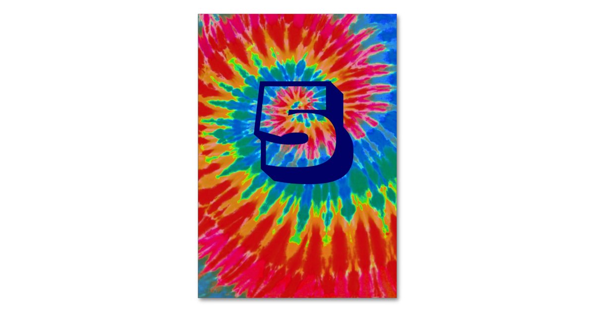 Spiral Tie Dye Wedding Table Five Number | Zazzle