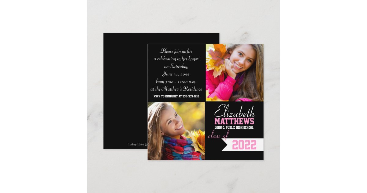 Spirit Banner Two Photo Graduation Invitation | Zazzle