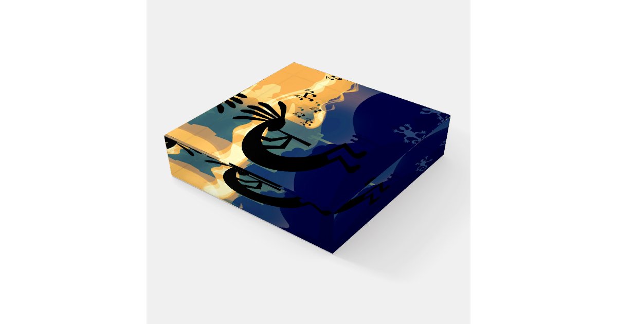 Spirit of Kokopelli Desert Teal Landscape Music Paperweight | Zazzle