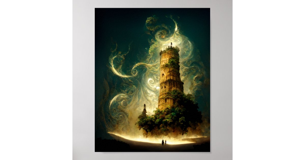 Spirit Tower Fantasy Sci-Fi Art Poster | Zazzle