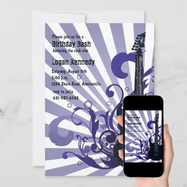 Spirited Guitar Invitation | Zazzle