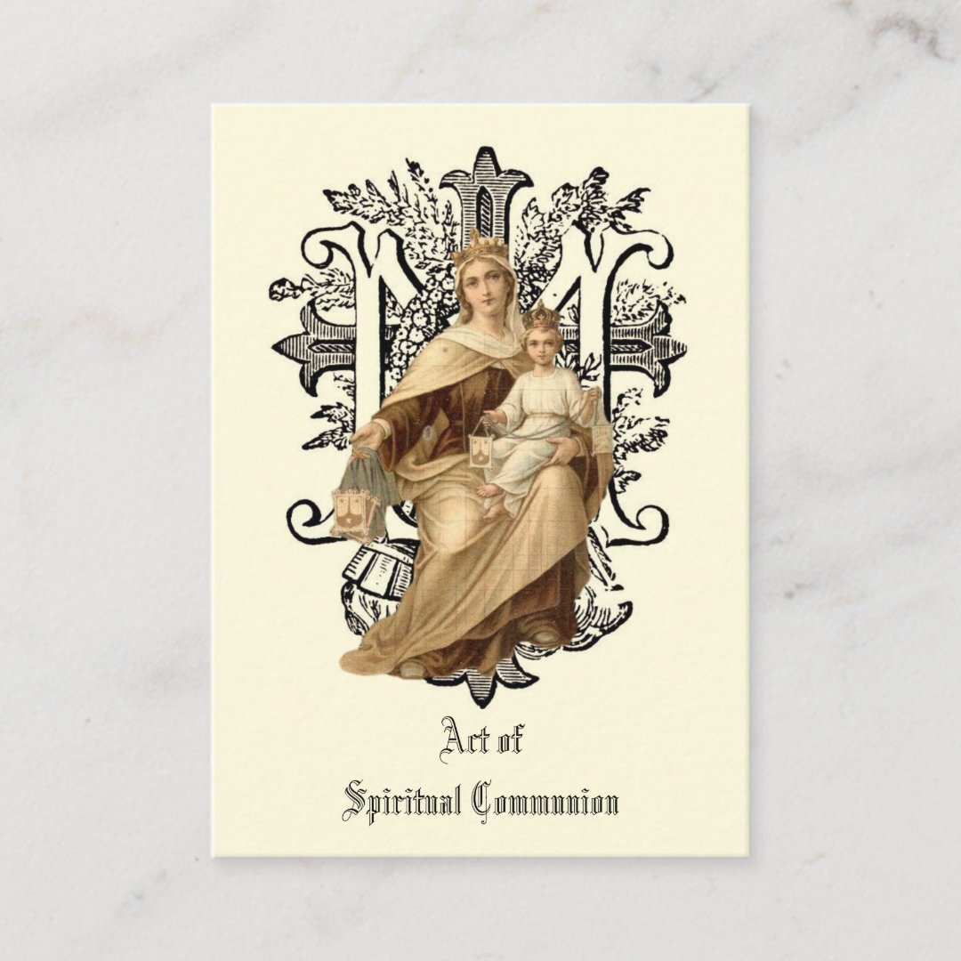 SPIRITUAL COMMUNION HOLY CARD CATHOLIC PRAYER | Zazzle
