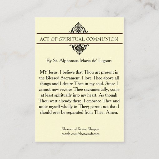 SPIRITUAL COMMUNION HOLY CARD CATHOLIC PRAYER | Zazzle