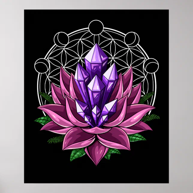 Spiritual Crystals Lotus Poster | Zazzle