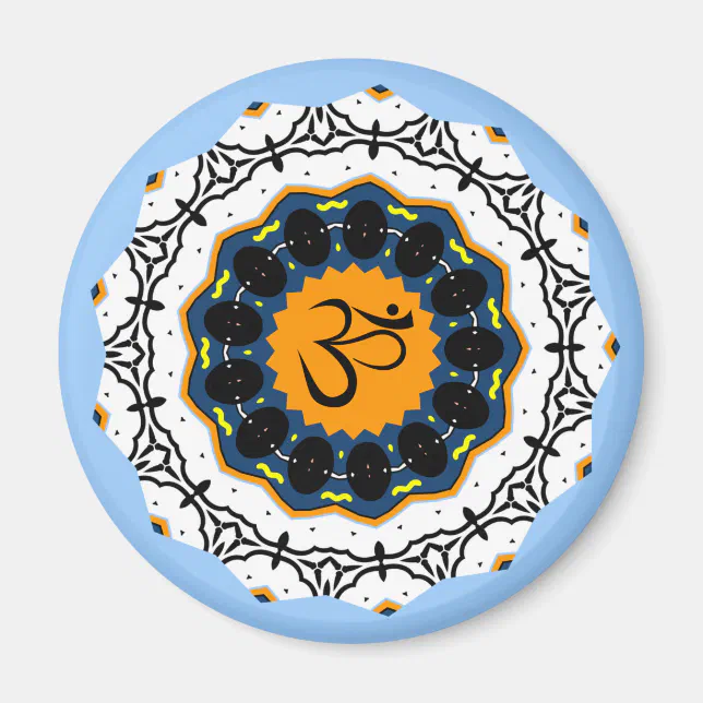 Spiritual Mandala Yoga Om Symbol Blue Geometric Magnet | Zazzle