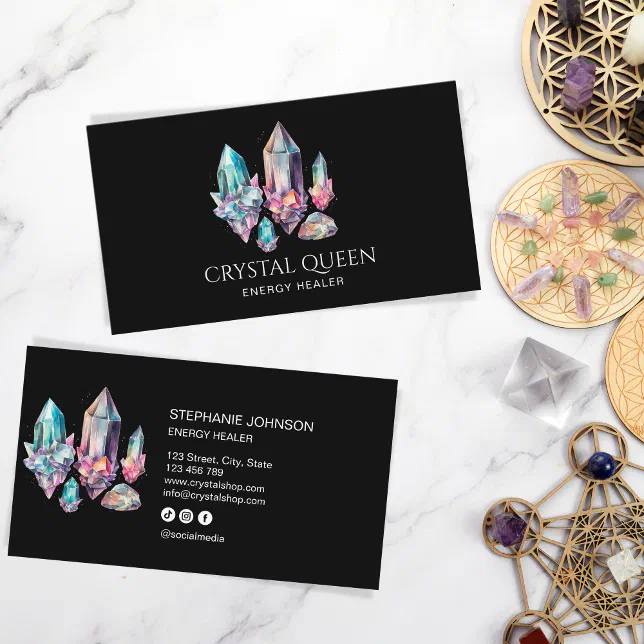 Spiritual Mystical Energy Healer Crystal Gems Business Card | Zazzle