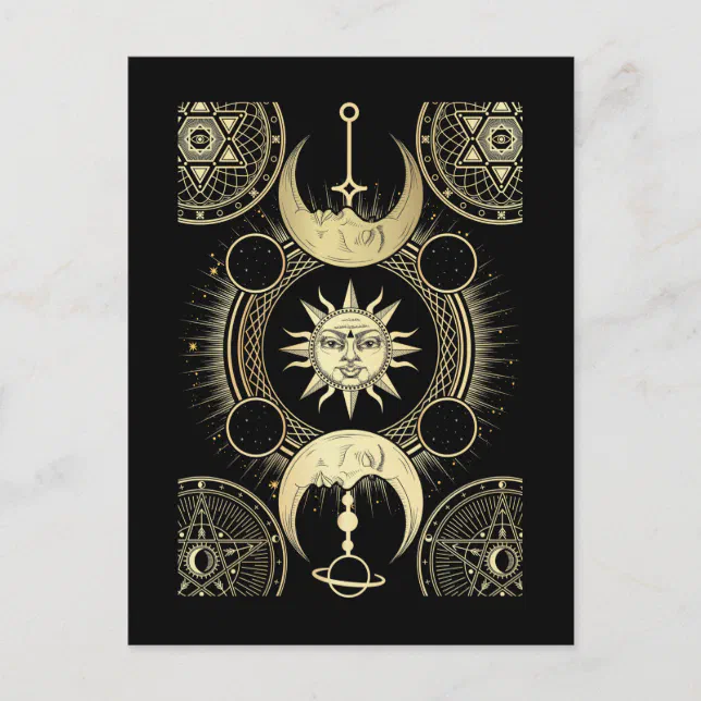 Spiritual Sun and Moon Art Astrology Signs Postcard | Zazzle