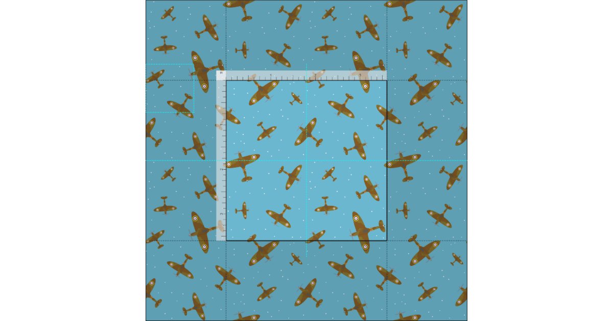 Spitfire Airplane Pattern on Light Blue Fabric | Zazzle