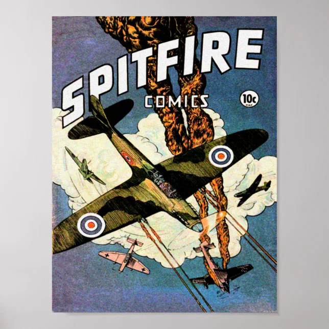 Spitfire Fighter Aircraft Vintage Poster | Zazzle