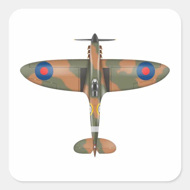 spitfire top view square sticker | Zazzle