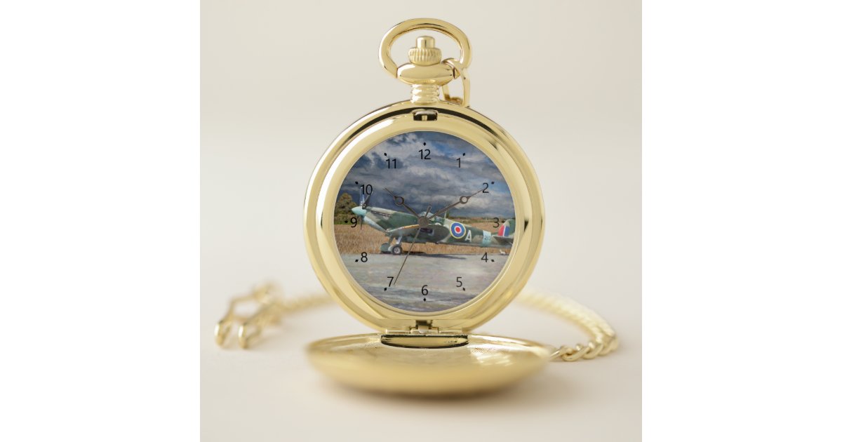 Spitfire Under Storm Clouds Pocket Watch | Zazzle