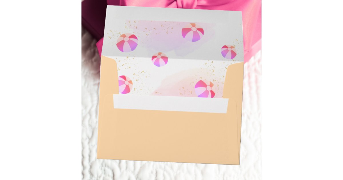 Splash and Sparkle Water Pool Party Birthday Envelope | Zazzle