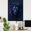 Splash Dripping Colorful Lion Head Poster | Zazzle