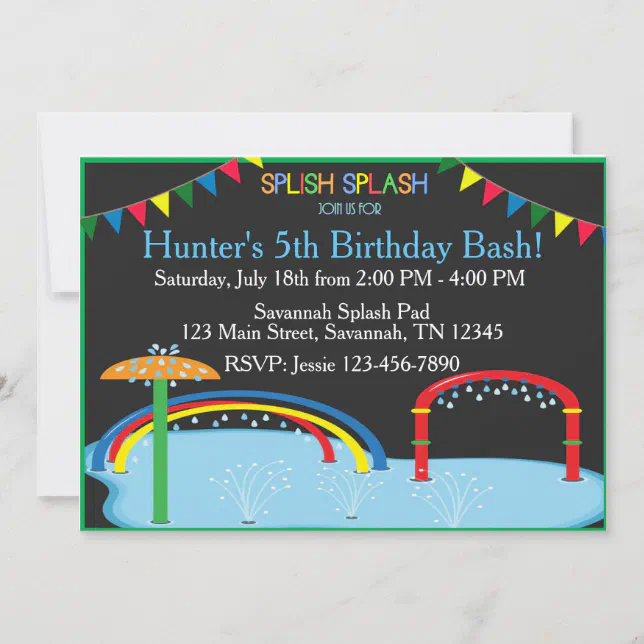 Splash Pad Birthday Inviation Invitation | Zazzle