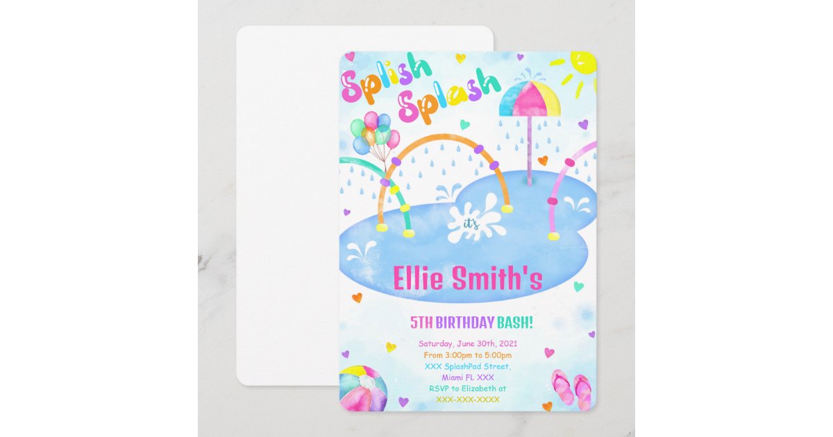 Splash Pad Birthday Invitation | Zazzle