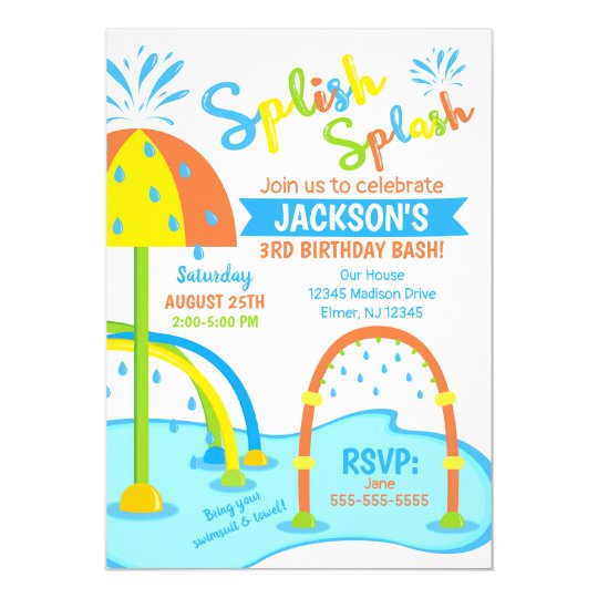 Splash Pad Birthday Invitation / Water Park / Boy | Zazzle.com