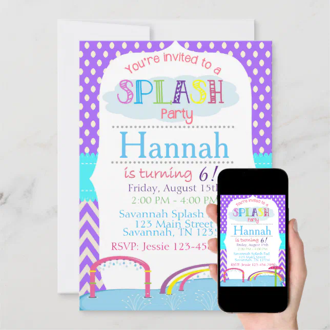 Splash Pad Birthday Party Invitation | Zazzle