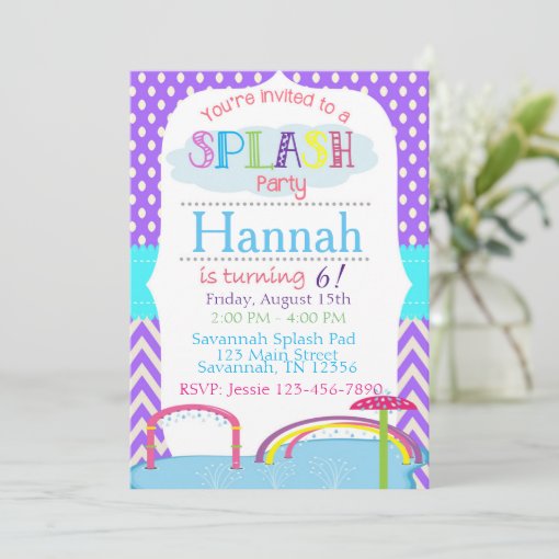 Splash Pad Birthday Party Invitation | Zazzle