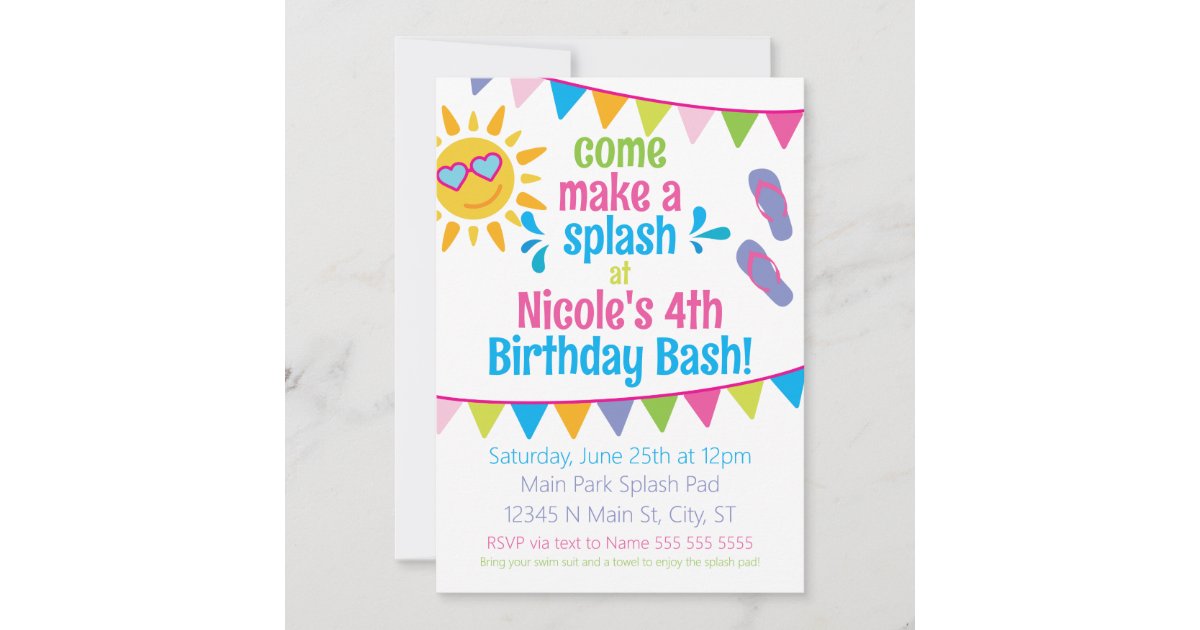 Splash Pad Birthday Party Invite | Zazzle