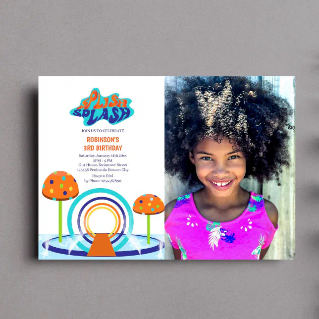 Splash Pad Birthday Photo Invitation | Zazzle