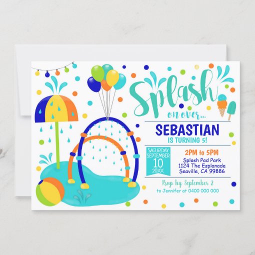 Splash Pad Invitation Water Park Birthday Boy | Zazzle