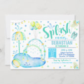 Splash Pad Invitation Water Park Birthday Boy Blue | Zazzle