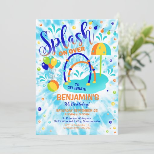 Splash Pad Party Invitation Waterpark Blue | Zazzle