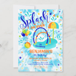 Splash Pad Party Invitation Waterpark Blue | Zazzle