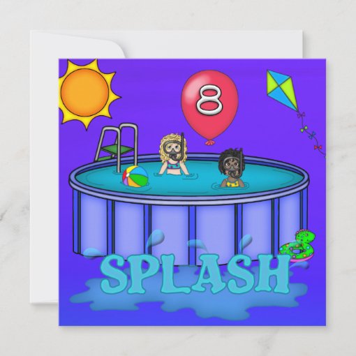 "Splash" Pool Party 8th Birthday Invitation | Zazzle