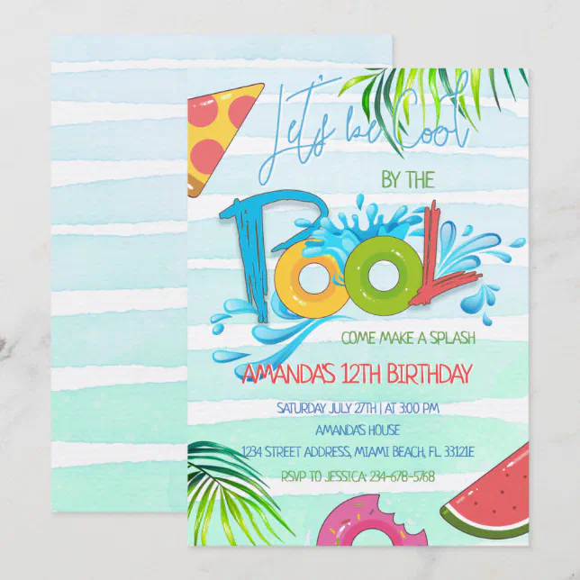 Splash Pool Party Birthday Invitation | Zazzle