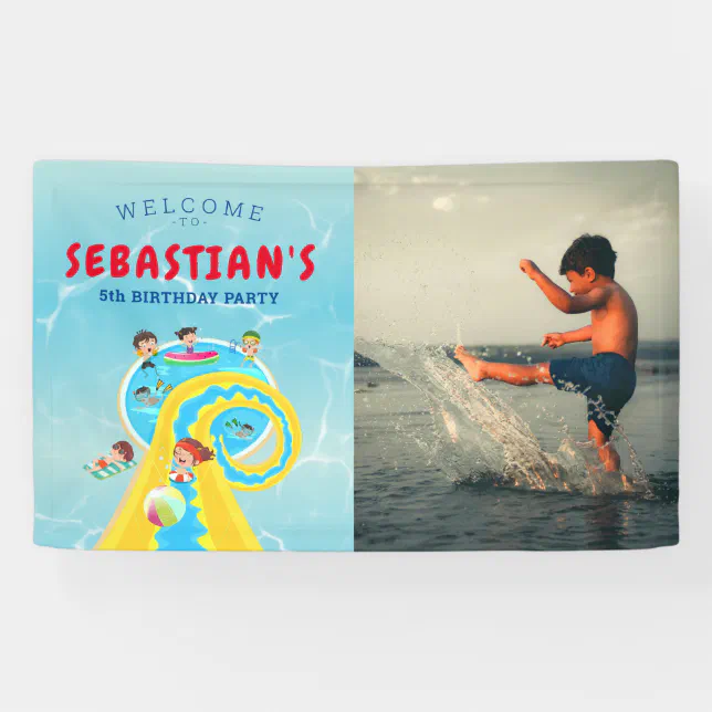 Splash Water Park Waterslide Birthday Welcome Sign | Zazzle