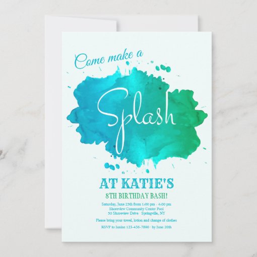 Splash Watercolor Invitation | Zazzle