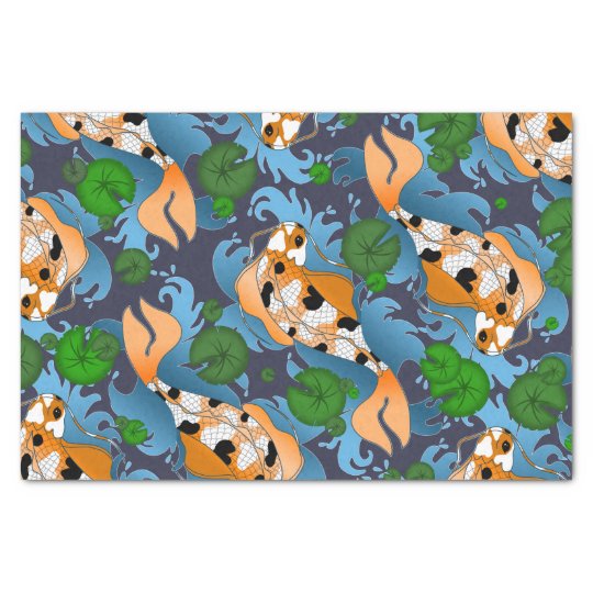 Splashing Asian Carp Koi Fish Pond Lilies Tissue Paper | Zazzle.com